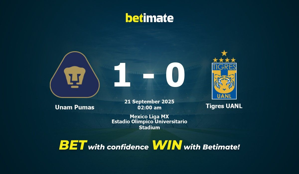 Pronóstico, cuotas y consejos de apuestas Pumas vs Tigres UANL 21/09/2025