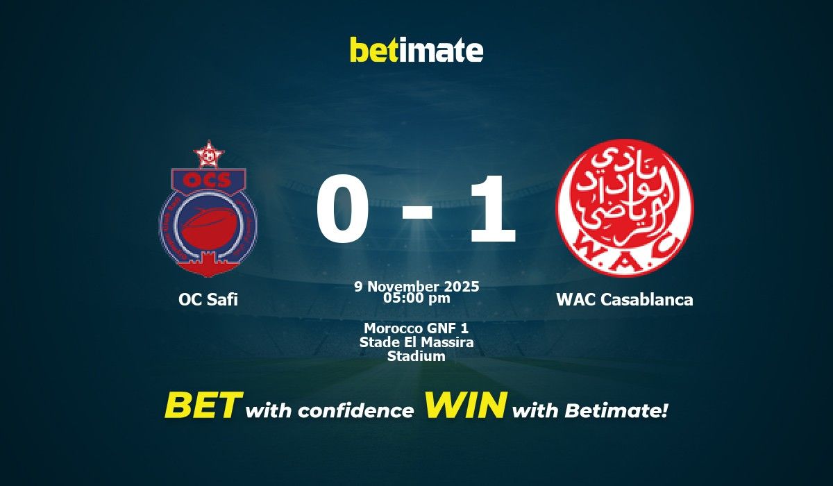 OC Safi vs WAC Casablanca Prediction, Odds & Betting Tips 11/09/2025