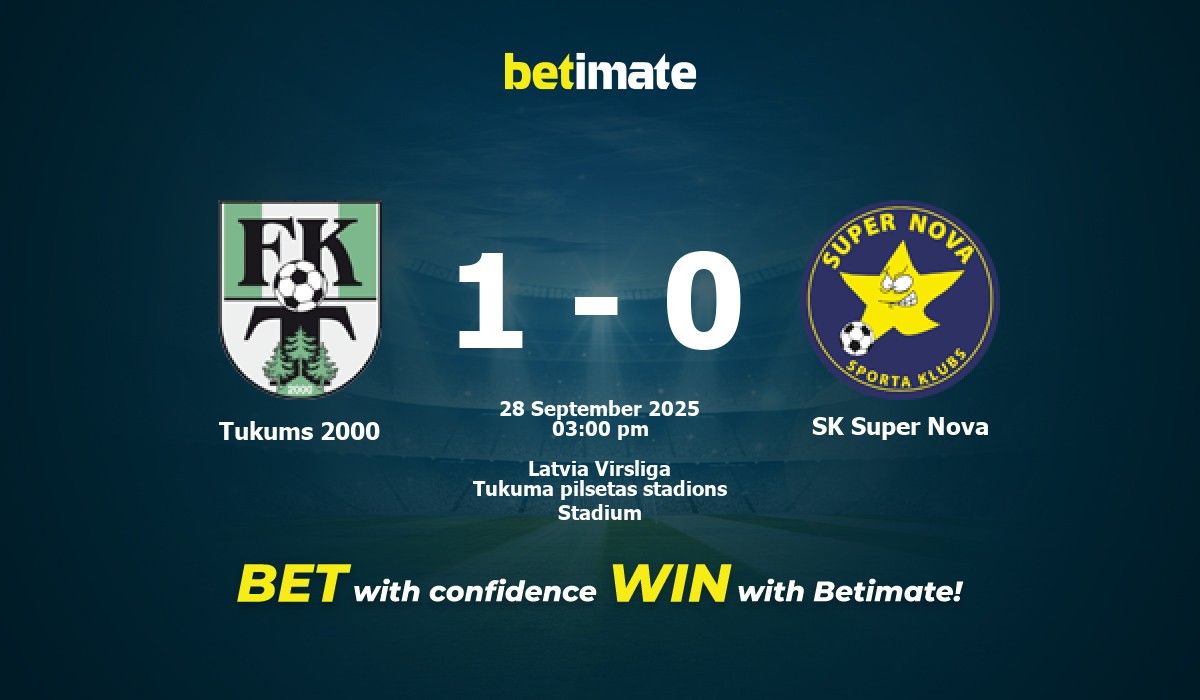 Tukums 2000 vs SK Super Nova -ennuste, kertoimet ja vedonlyöntivinkit ...