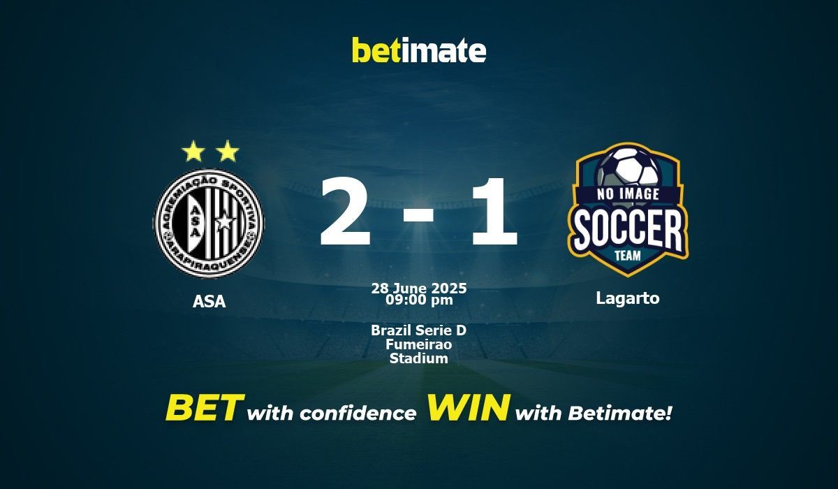 Pronostic, cotes et conseils de paris ASA vs Lagarto (28/06/2025)