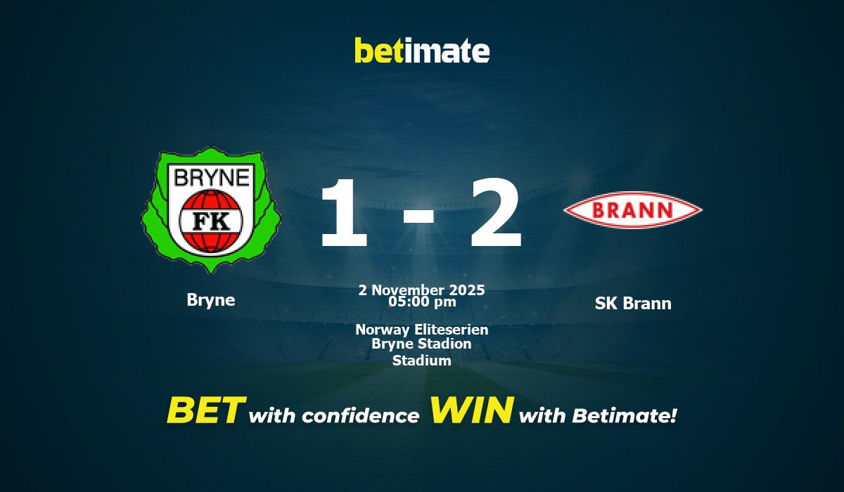 Bryne vs SK Brann Prédiction, cotes et conseils de paris 02/11/2025