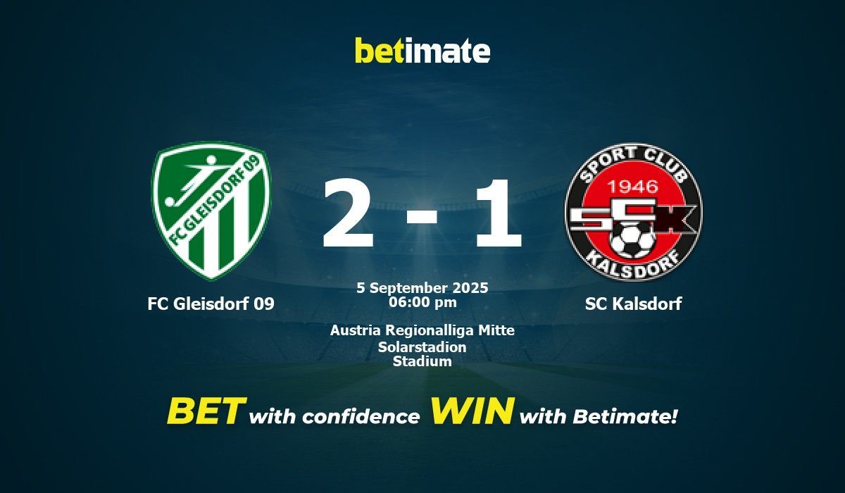 Pronostic, cotes et conseils de paris FC Gleisdorf 09 - SC Kalsdorf (09 ...