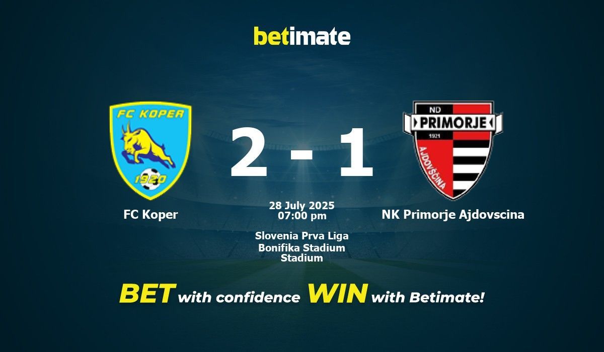 FC Koper vs NK Primorje Ajdovscina Prédiction, cotes et conseils de ...