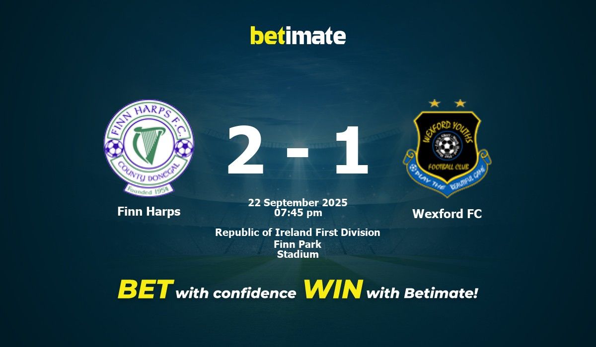 Pronostic, cotes et conseils de paris Finn Harps vs Wexford FC (22/09/2025)