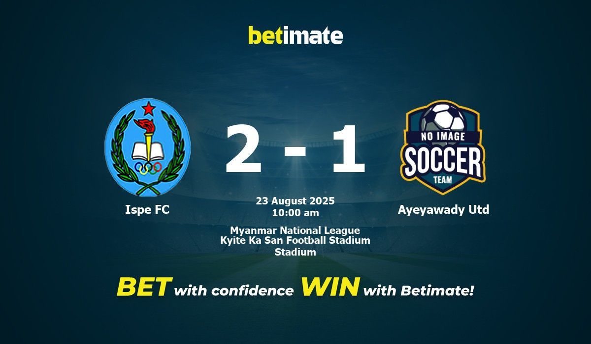 Pronostic, cotes et conseils de paris Ispe FC vs Ayeyawady Utd (23/08/2025)