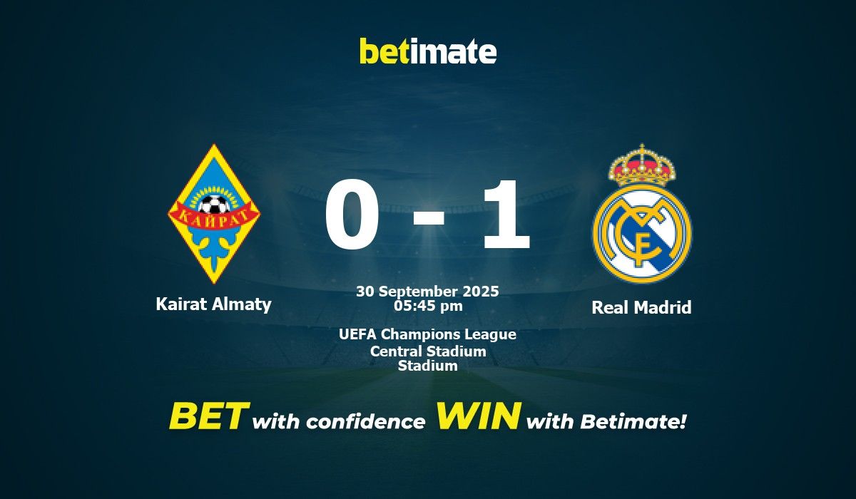 Pronostic, cotes et conseils de paris Kairat Almaty - Real Madrid (30 ...
