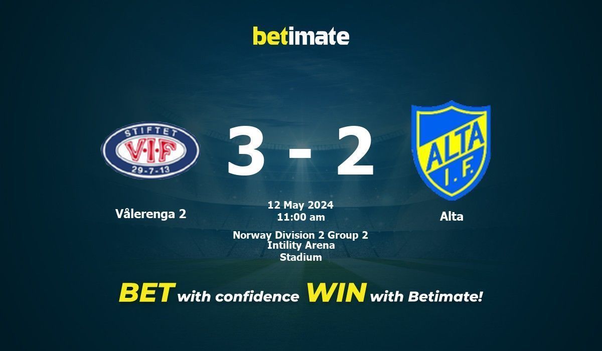 Vålerenga 2 vs Alta Prédiction, cotes et conseils de paris 12/05/2024