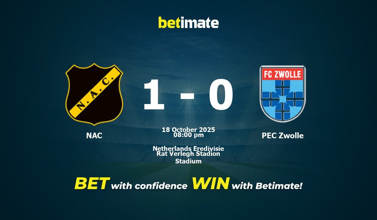 Pronostici, quote e consigli per le scommesse NAC vs PEC Zwolle 18/10/2025