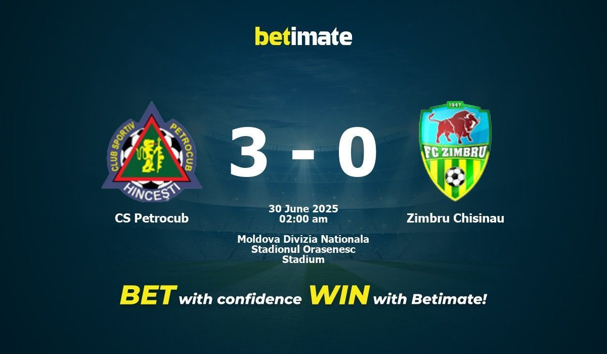 CS Petrocub 대 Zimbru Chisinau 예측, 확률 및 베팅 팁 2025년 6월 29일