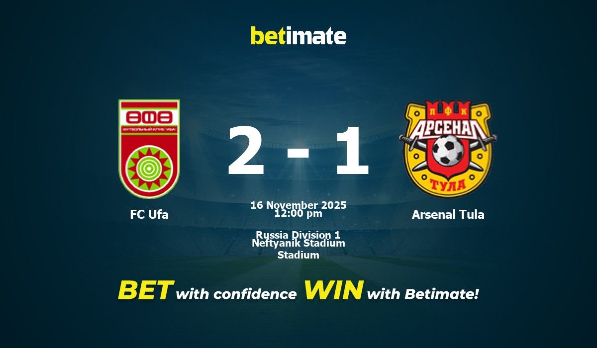 FC Ufa vs Arsenal Tula Prognoza, kursy i typy bukmacherskie 16.11.2025