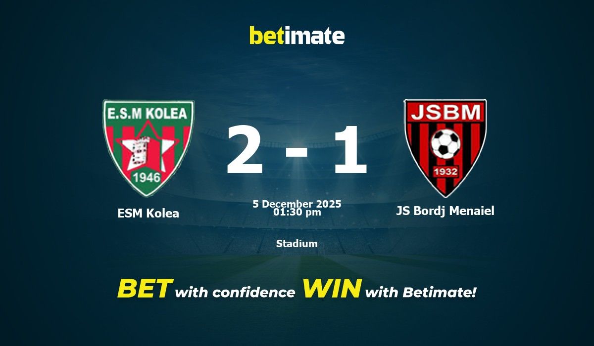 ESM Kolea vs JS Bordj Menaiel Prognóstico, Odds e Dicas de Apostas 12 ...