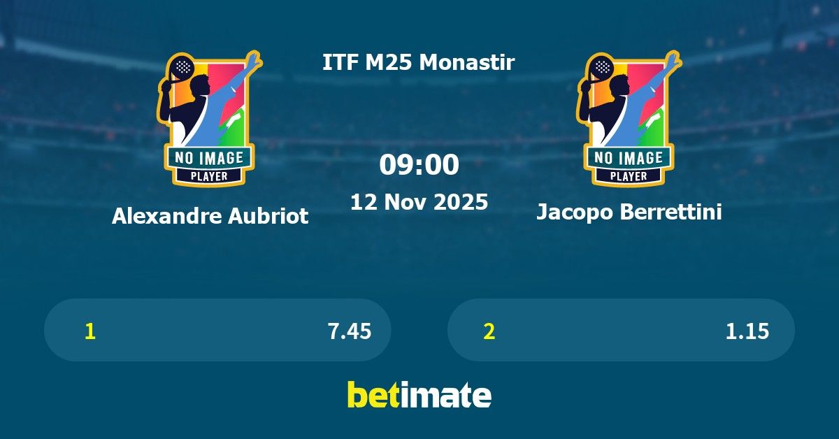 Alexandre Aubriot vs Jacopo Berrettini Prediction, Tennis Odds ...