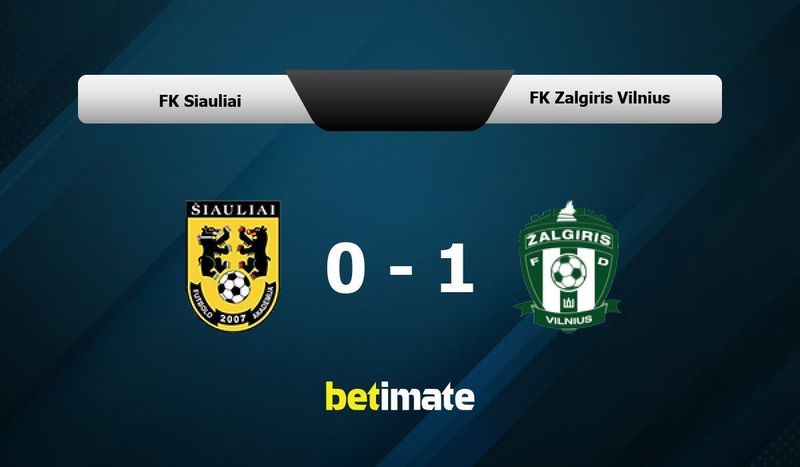 FK Siauliai vs FK Zalgiris Vilnius Prédiction, cotes et conseils de ...